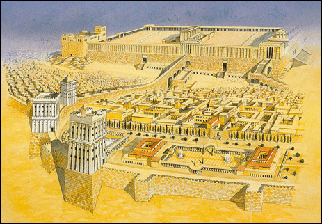 Artists Impression of Herod's Jerusalem. The Court of the Gentiles ...