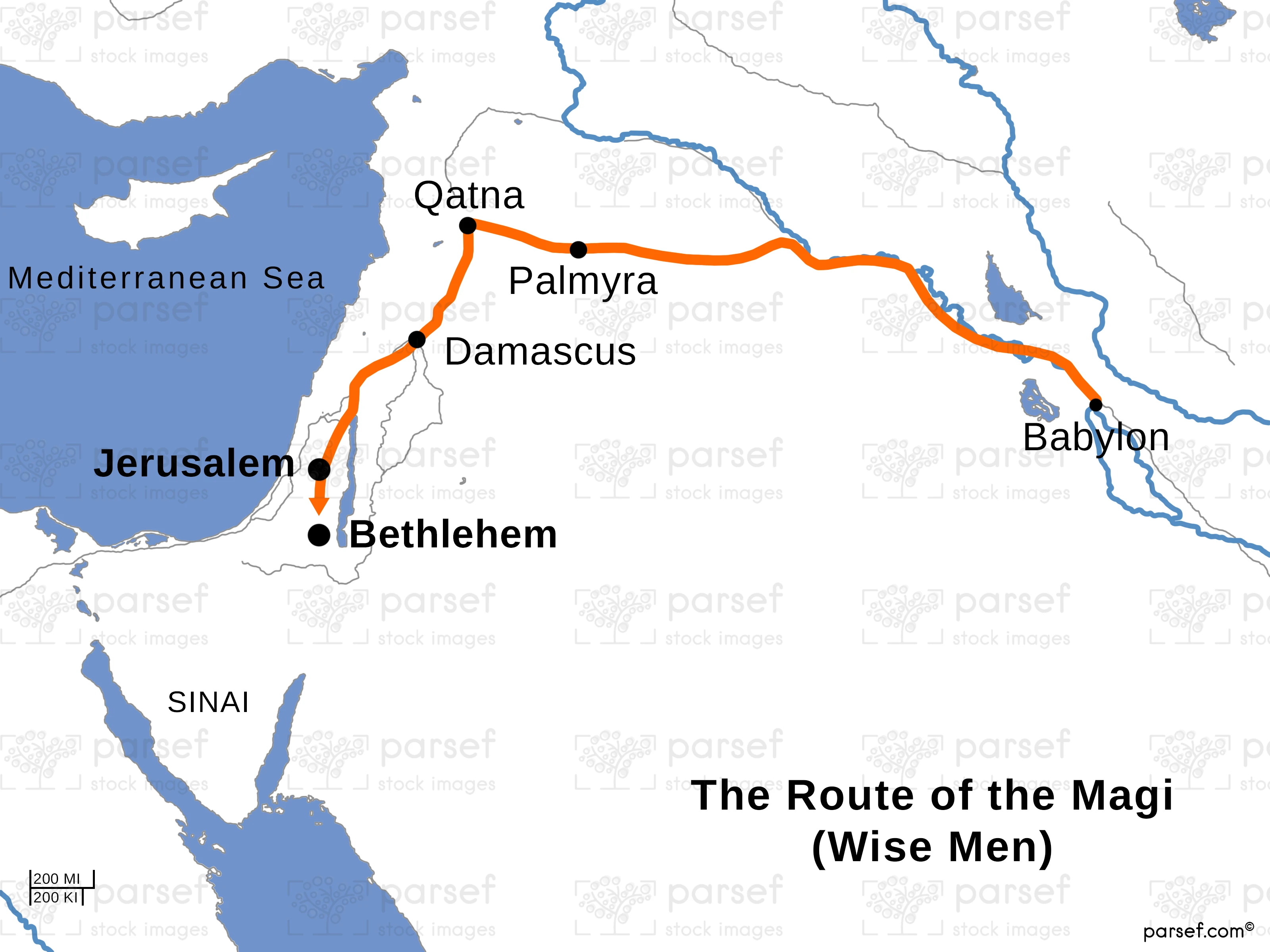 Follow 'The Route of the Magi (Wise Men)' - High-Quality 300dpi Map ...