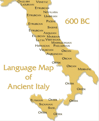 Language Map of Ancient Italy in Ancient Rome (Illustrated History of ...